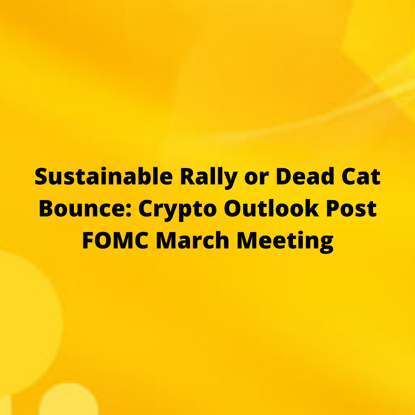 Sustainable Rally or Dead Cat Bounce: Crypto Outlook Post FOMC March ...